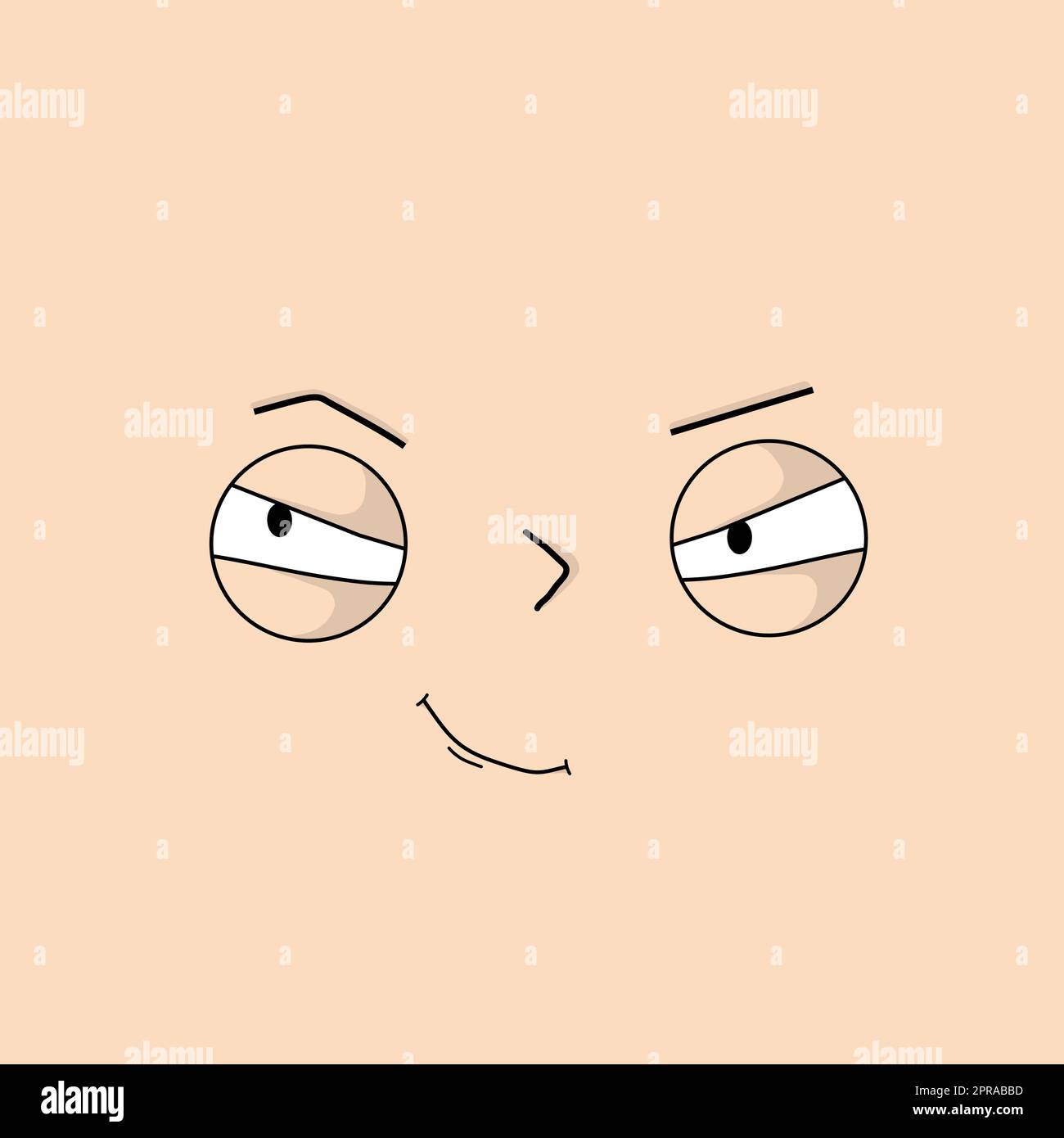 Pensive, sly face with expressive emotions - Vector illustration Stock ...