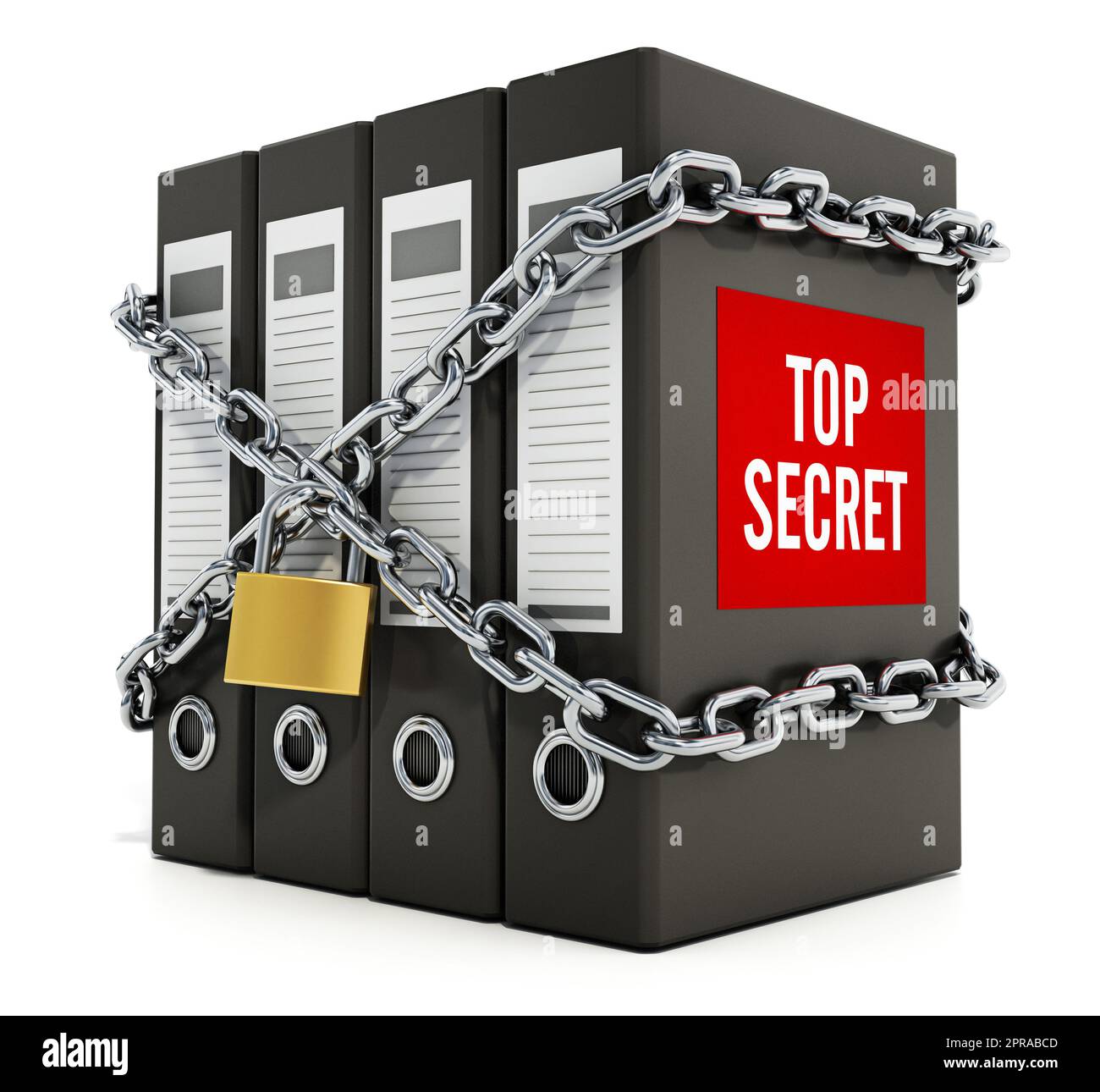 Group of folders wrapped with chains and padlock. 3D illustration Stock ...