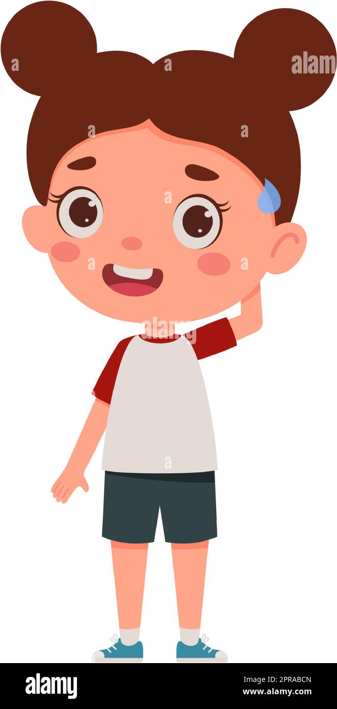 Confused Little Girl Cartoon