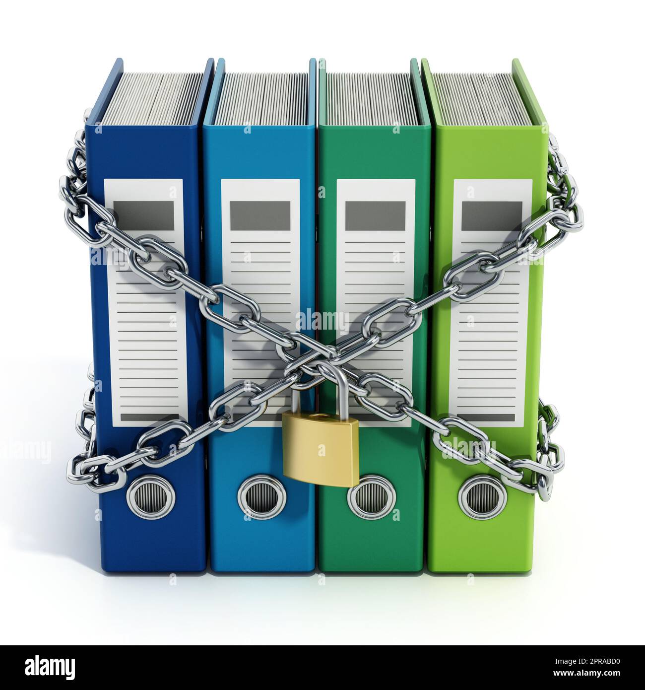 Group of folders wrapped with chains and padlock. 3D illustration Stock ...