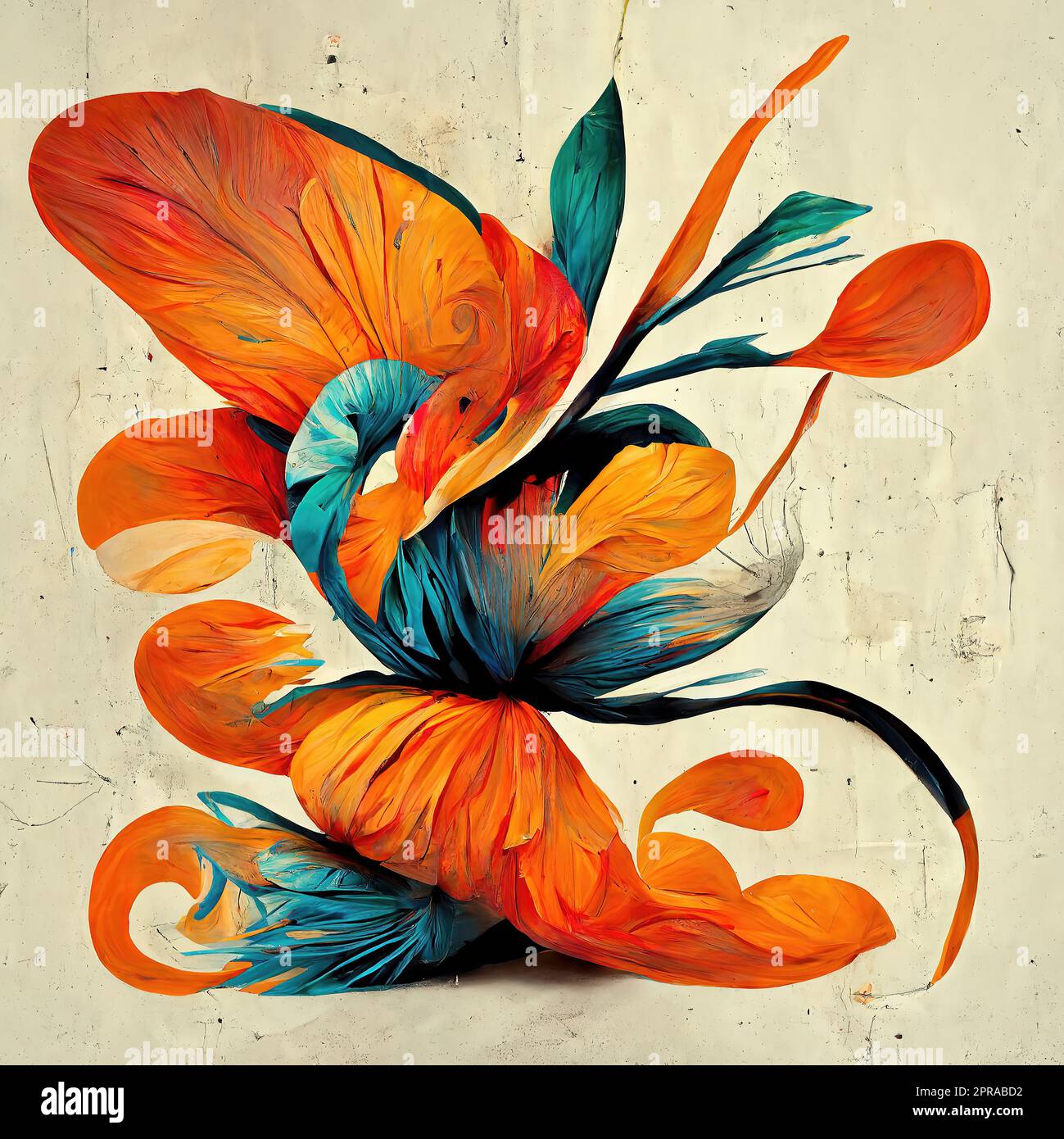 abstract digital painting of flowers in vibrant colors Stock Photo - Alamy