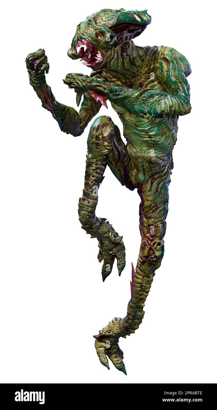 3D rendering of a green alien isolated on white background Stock Photo ...