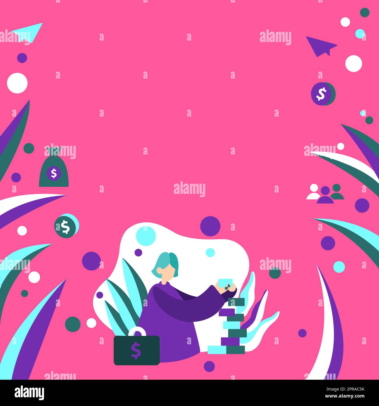 Businesswoman With Briefcase Building Blocks. Woman With Bag Piling ...