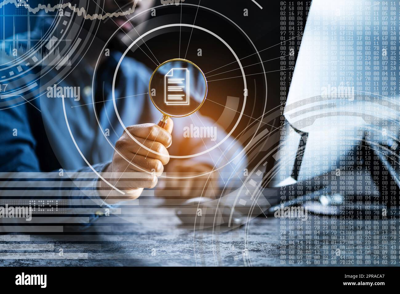 Business Auditor Using Magnifying Glass Stock Photo - Alamy