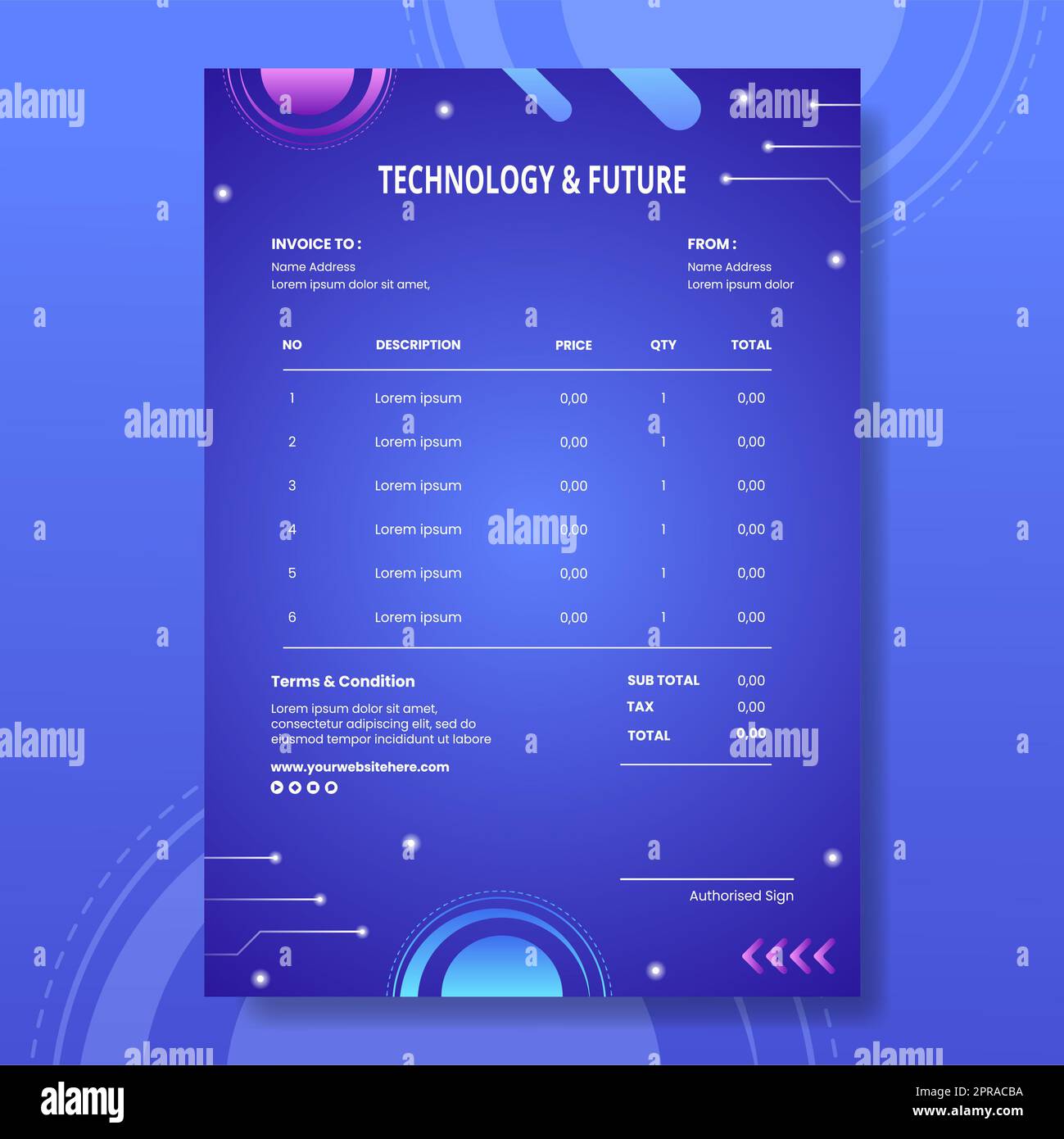 Technology Invoice Template Hand Drawn Cartoon Flat Illustration Stock ...