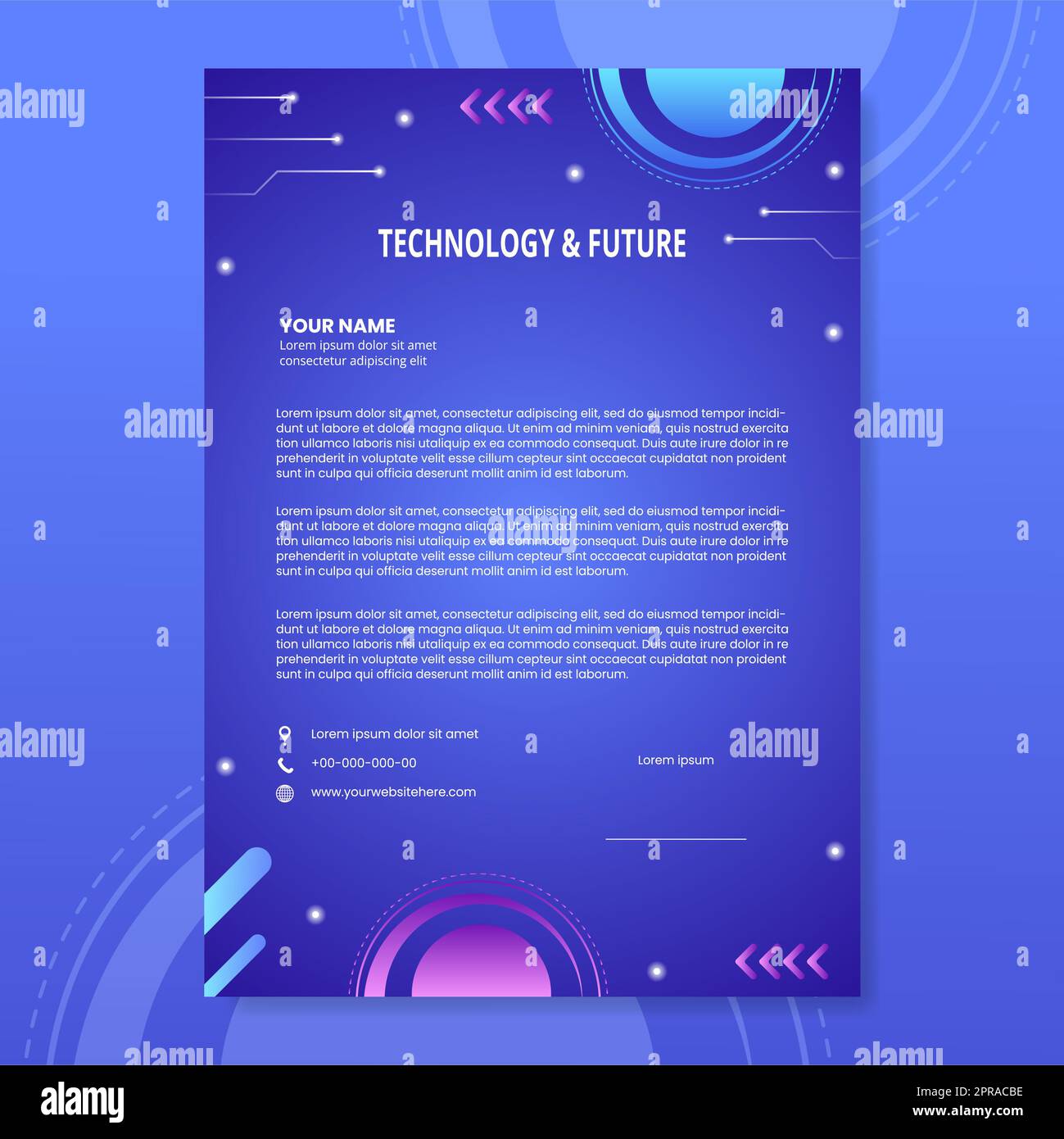 Technology Letterhead Template Hand Drawn Cartoon Flat Illustration Stock Photo - Alamy