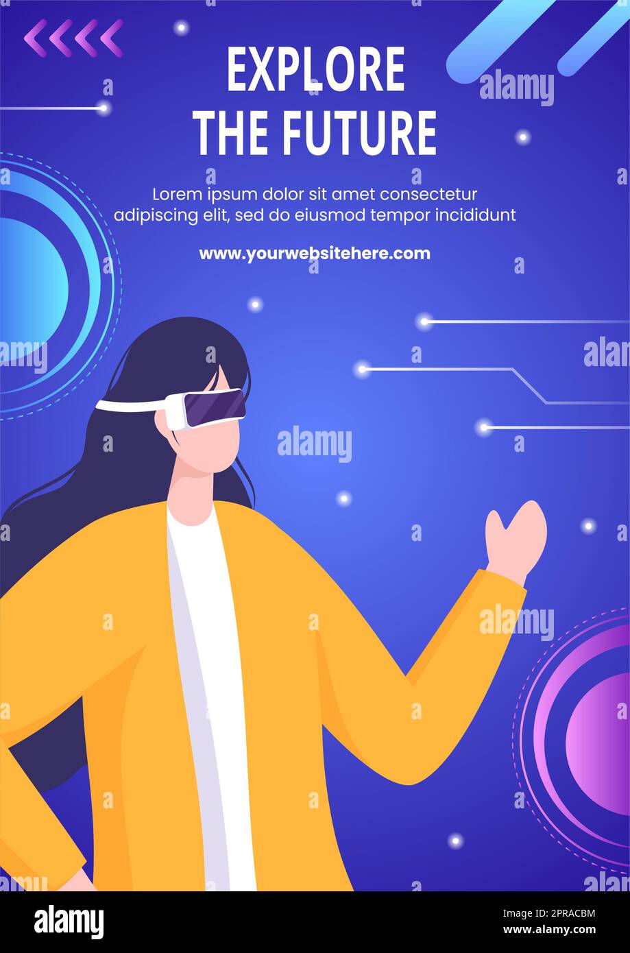 Technology Flyer Template Hand Drawn Cartoon Flat Illustration Stock ...