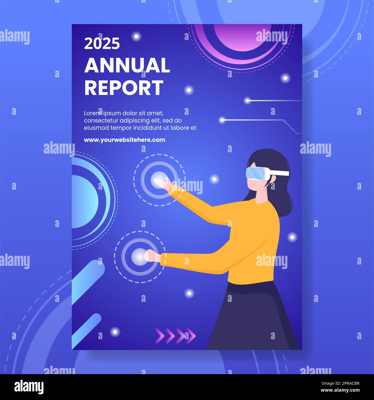 Technology Annual Report Template Hand Drawn Cartoon Flat Illustration ...