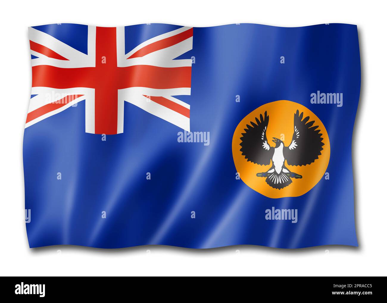 South Australian state flag, Australia waving banner collection. 3D ...
