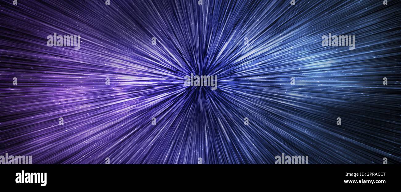 Hyperspace speed effect in night starry sky. Bright blue galaxy ...