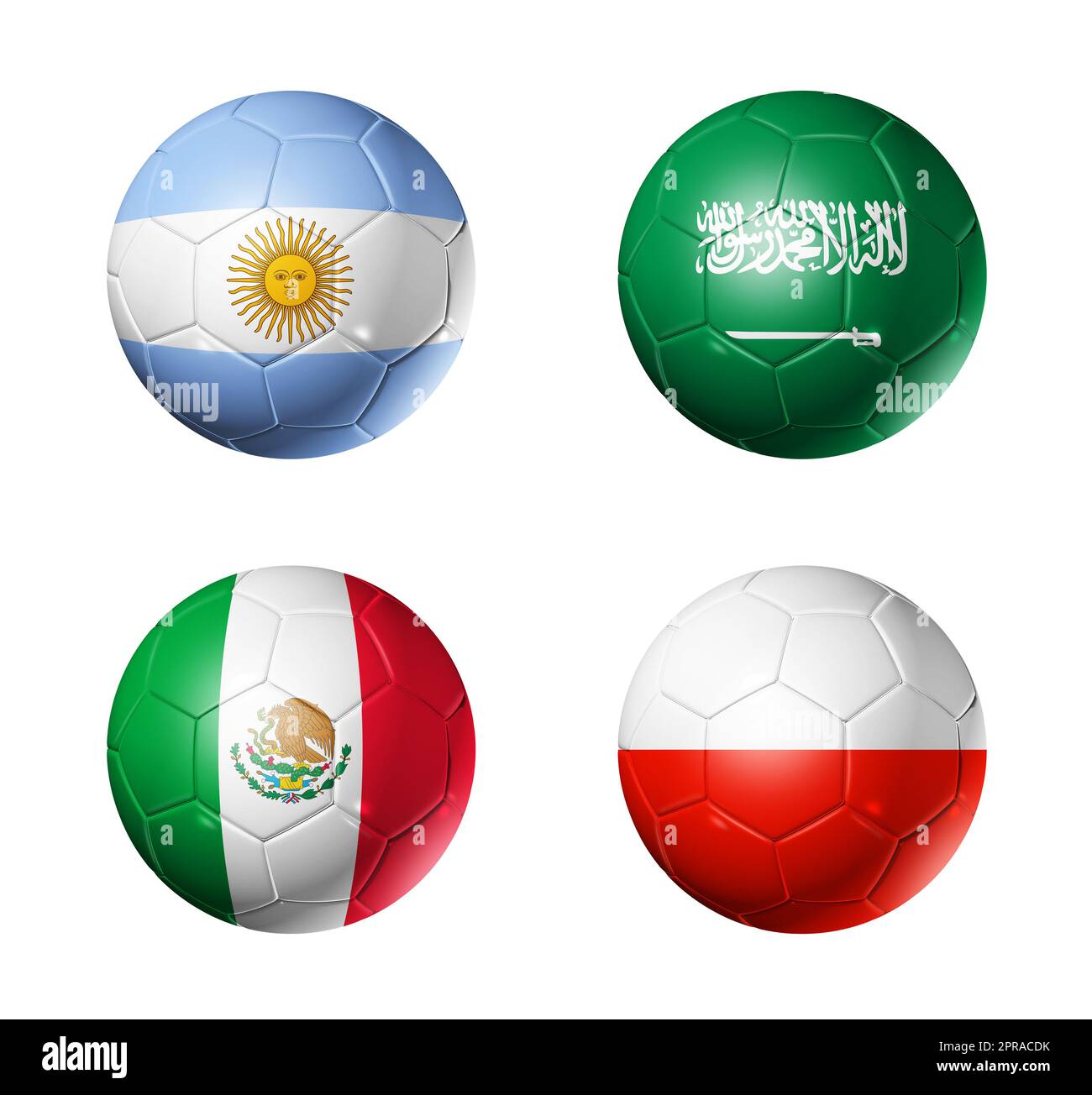 Soccer balls with group C teams flags, Football competition Qatar 2022 ...