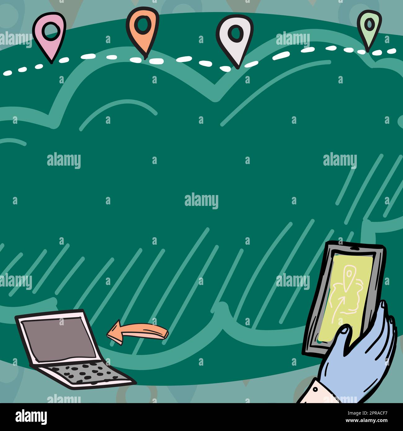 Hand Holding Smartphone Displaying Graphical Location Navigation Pin ...