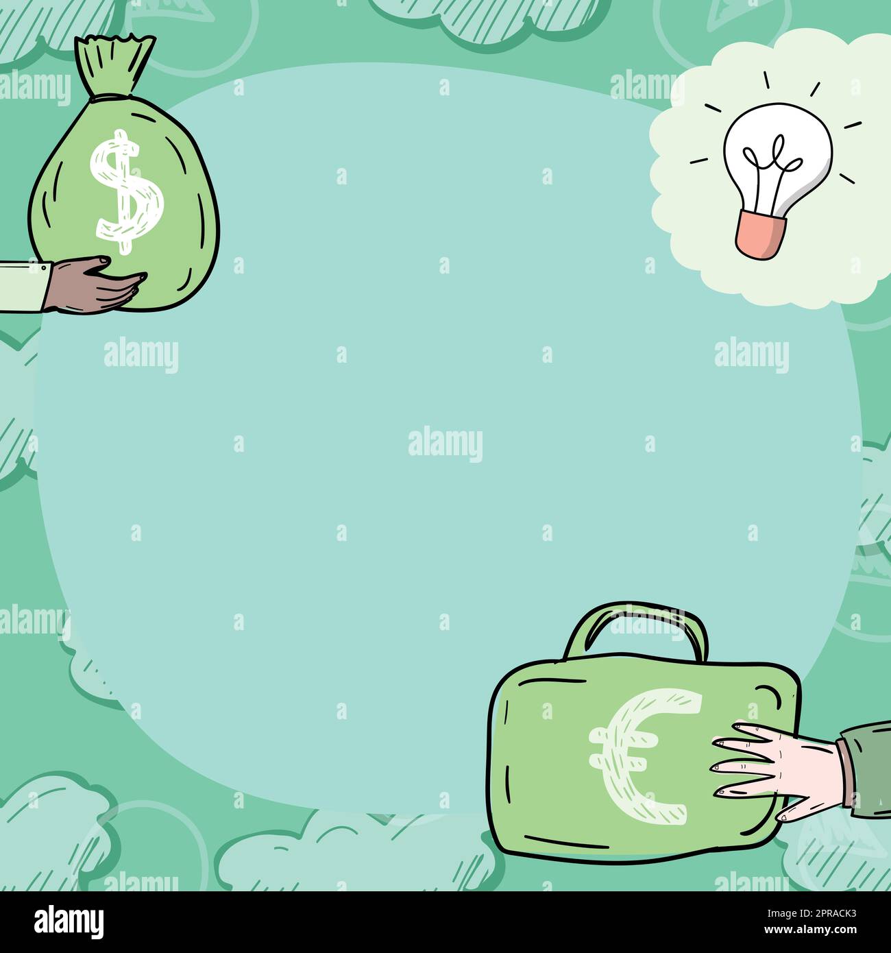 Hand Holding Bag Of Cash With Illuminated Light Bulb Stock Photo - Alamy