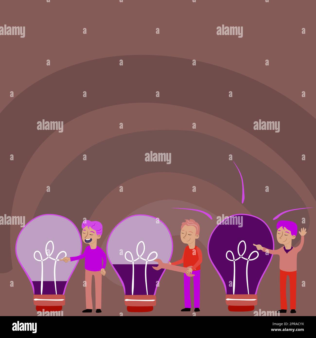 Three Person Fixing Electric Bulbs With Wrenches Stock Photo - Alamy