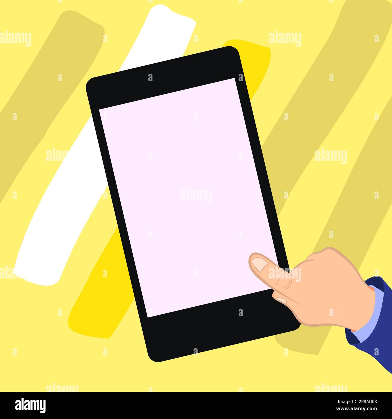 One Finger Pointing Important Information On Phone Screen Stock Photo ...