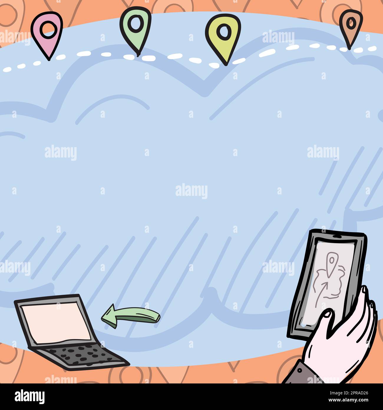 Hand Of Businesswoman Holding Smartphone Displaying Graphical Location ...