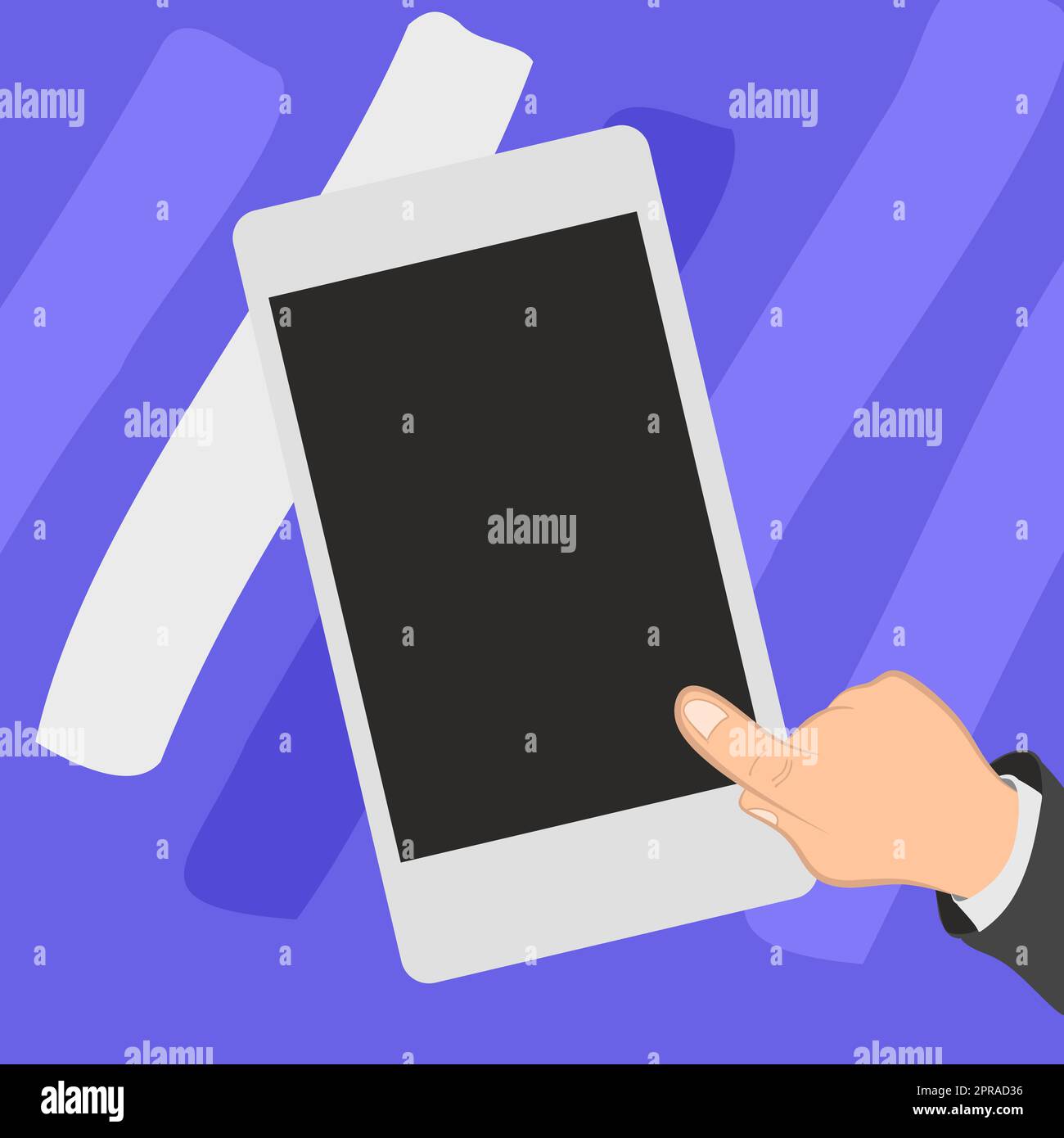 One Finger Pointing Important Information On Phone Screen. Hand ...