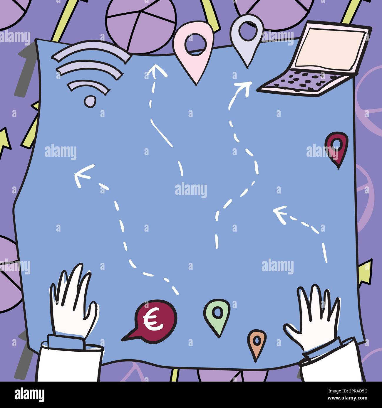 Hands On Blueprint With Routes And Ways Leading To Wireless Internet ...