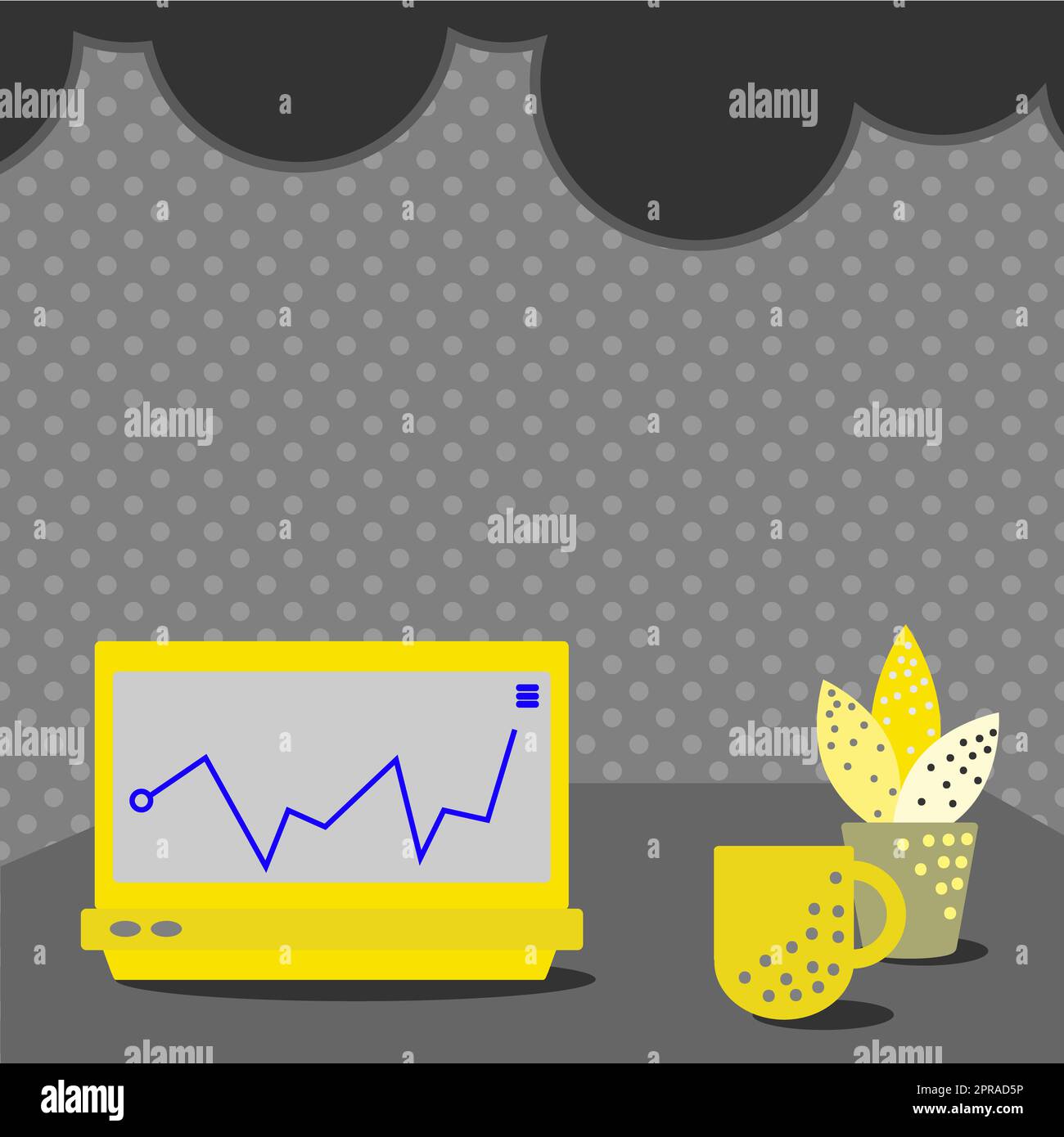 Laptop Resting On A Table Beside Coffee Mug And Plant Showing Work ...