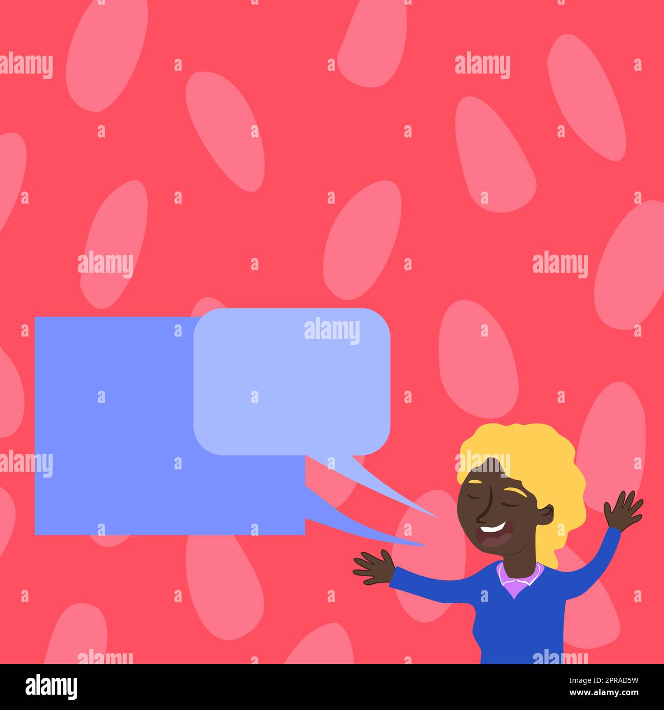 Woman Holding Two Speech Bubbles With Important Messages. Female ...