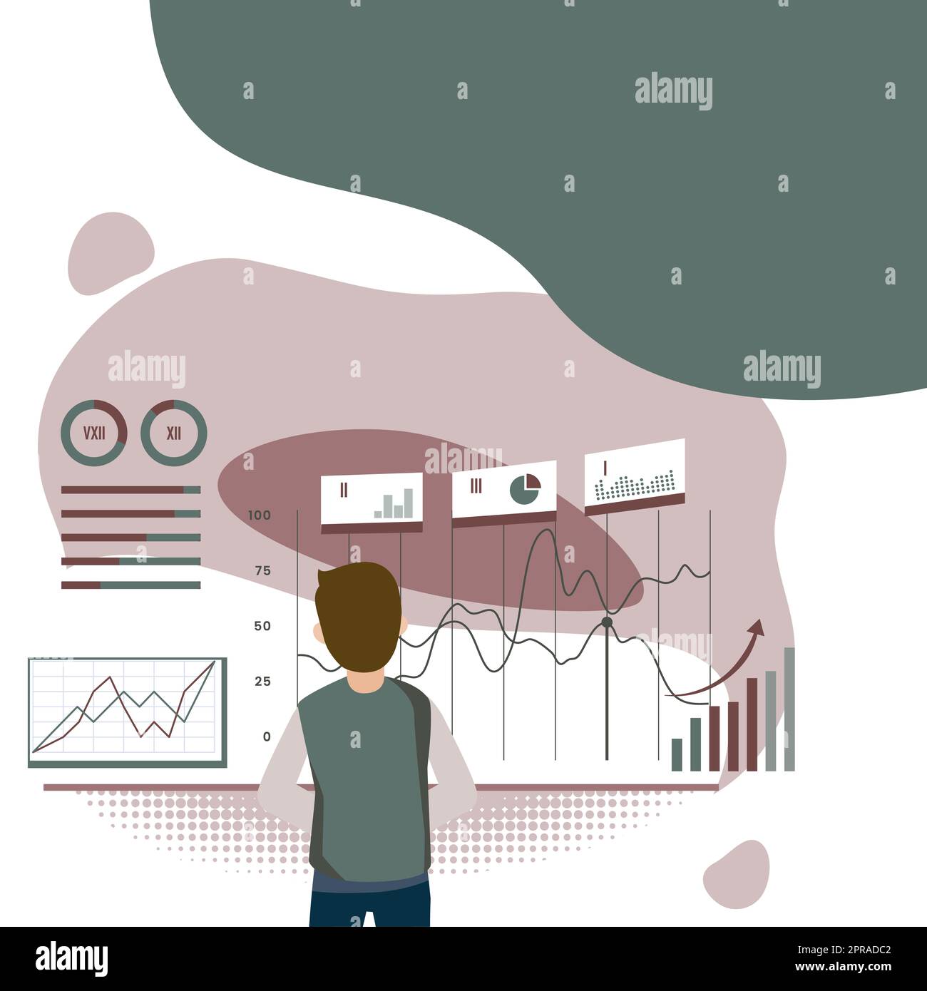 Businessman Looking At A Chart And Presenting Crucial Graphs And Charts ...