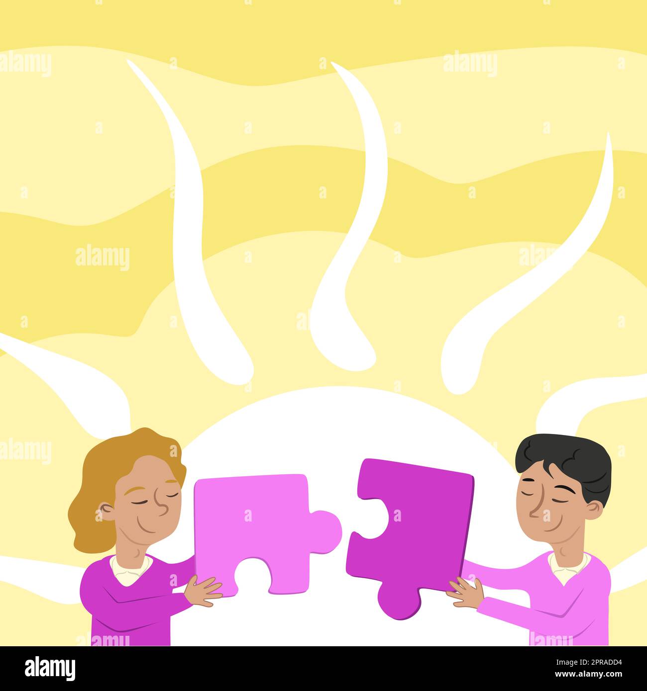 Colleagues Connecting Two Pieces Of Jigsaw Puzzle Together Showing ...