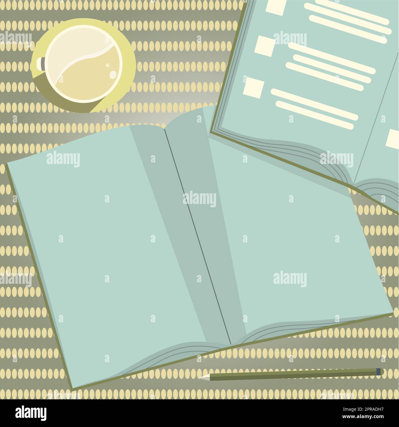 Two Open Work Books On A Table. Flat View Of Table With Notebooks ...