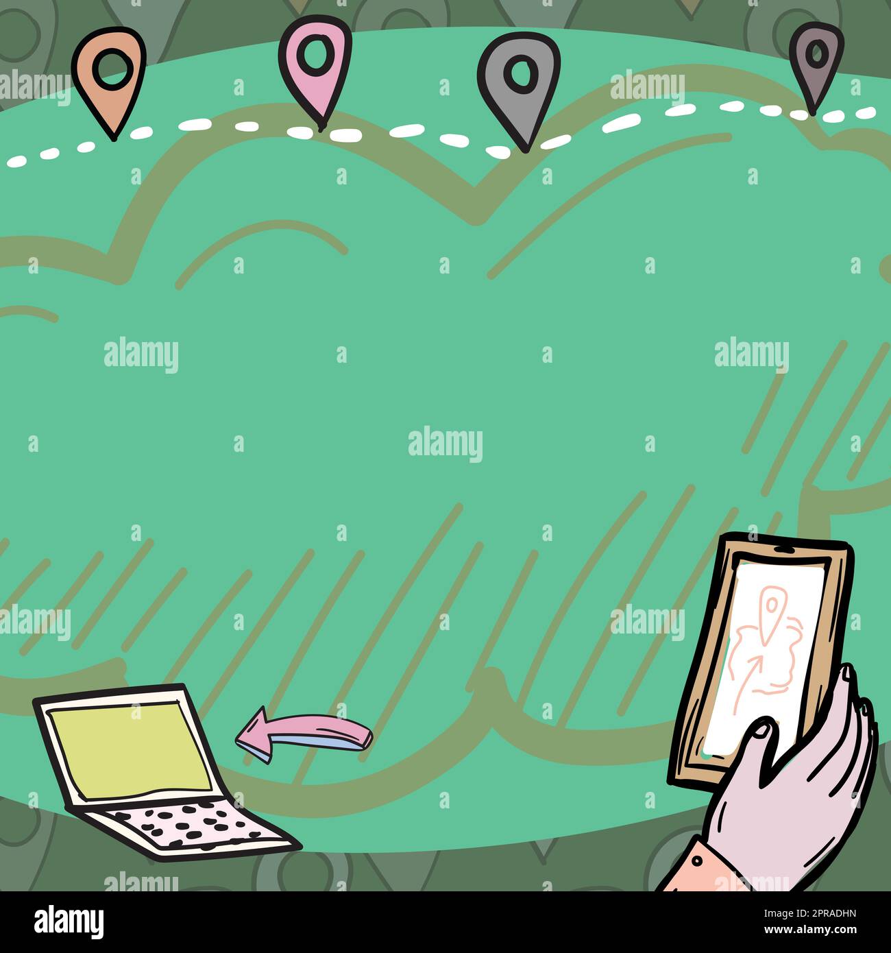 Hand Of Businesswoman Holding Smartphone Displaying Graphical Location ...