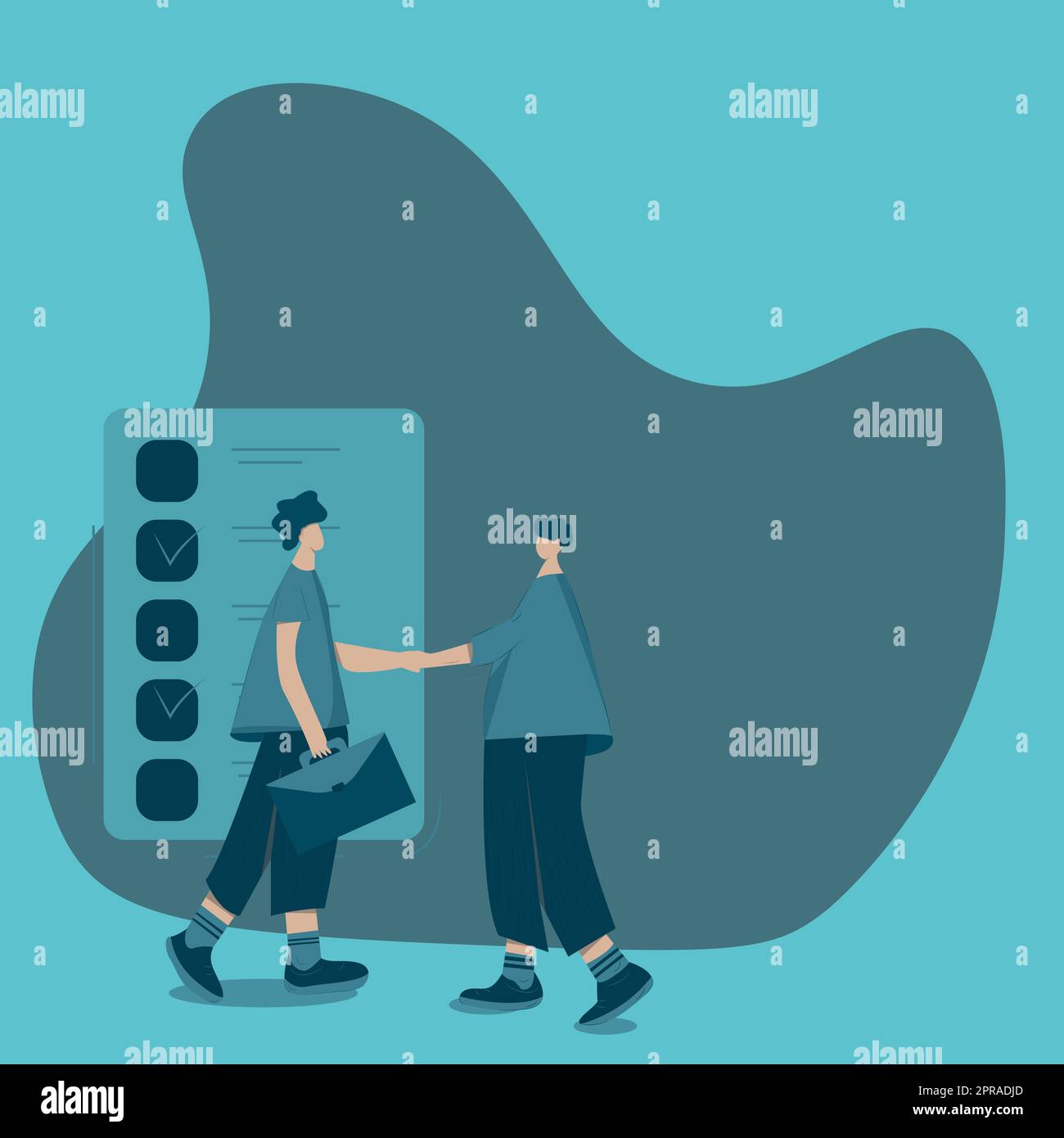 Two Men Drawing With Paper Background Shake Hands Presenting Agreement ...