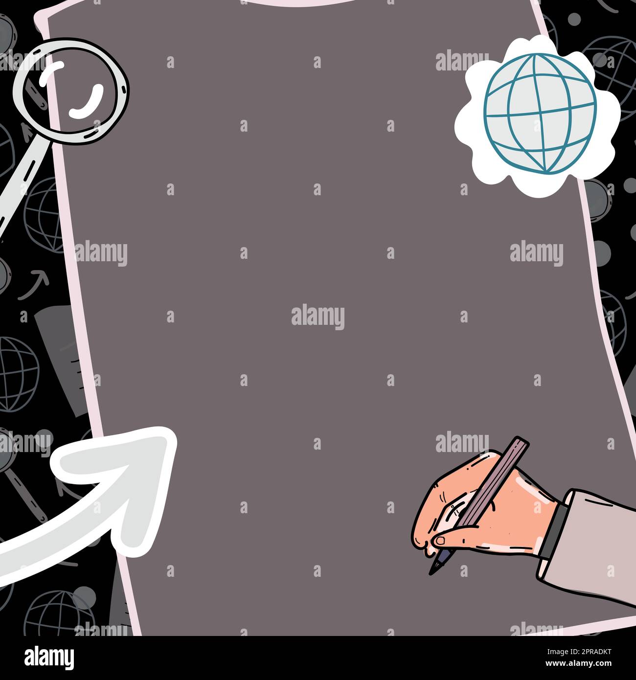 Handwriting On A Blank Sheet With Magnifying Lens, Upward Arrows And ...