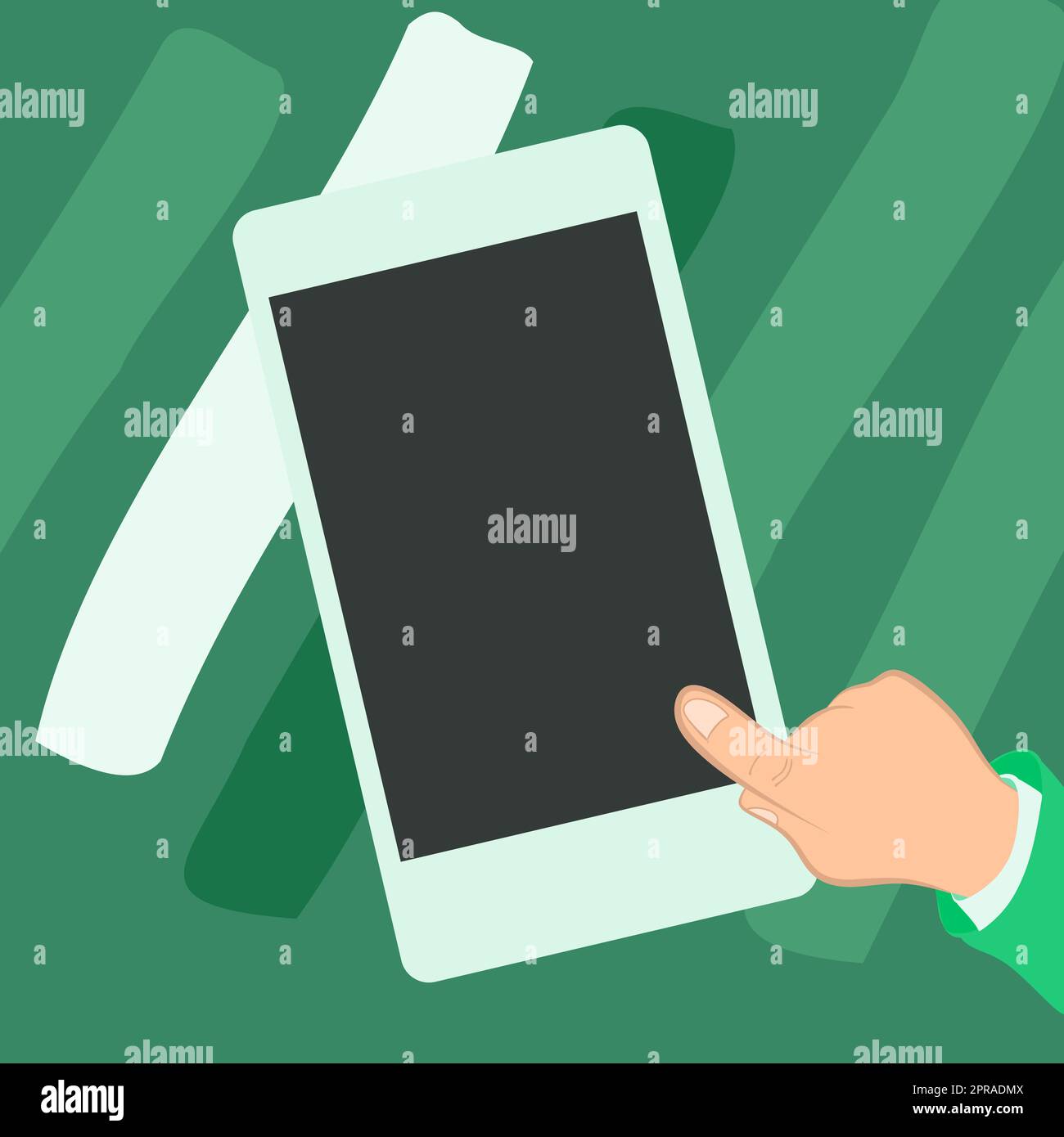 One Finger Pointing Important Information On Phone Screen. Hand ...