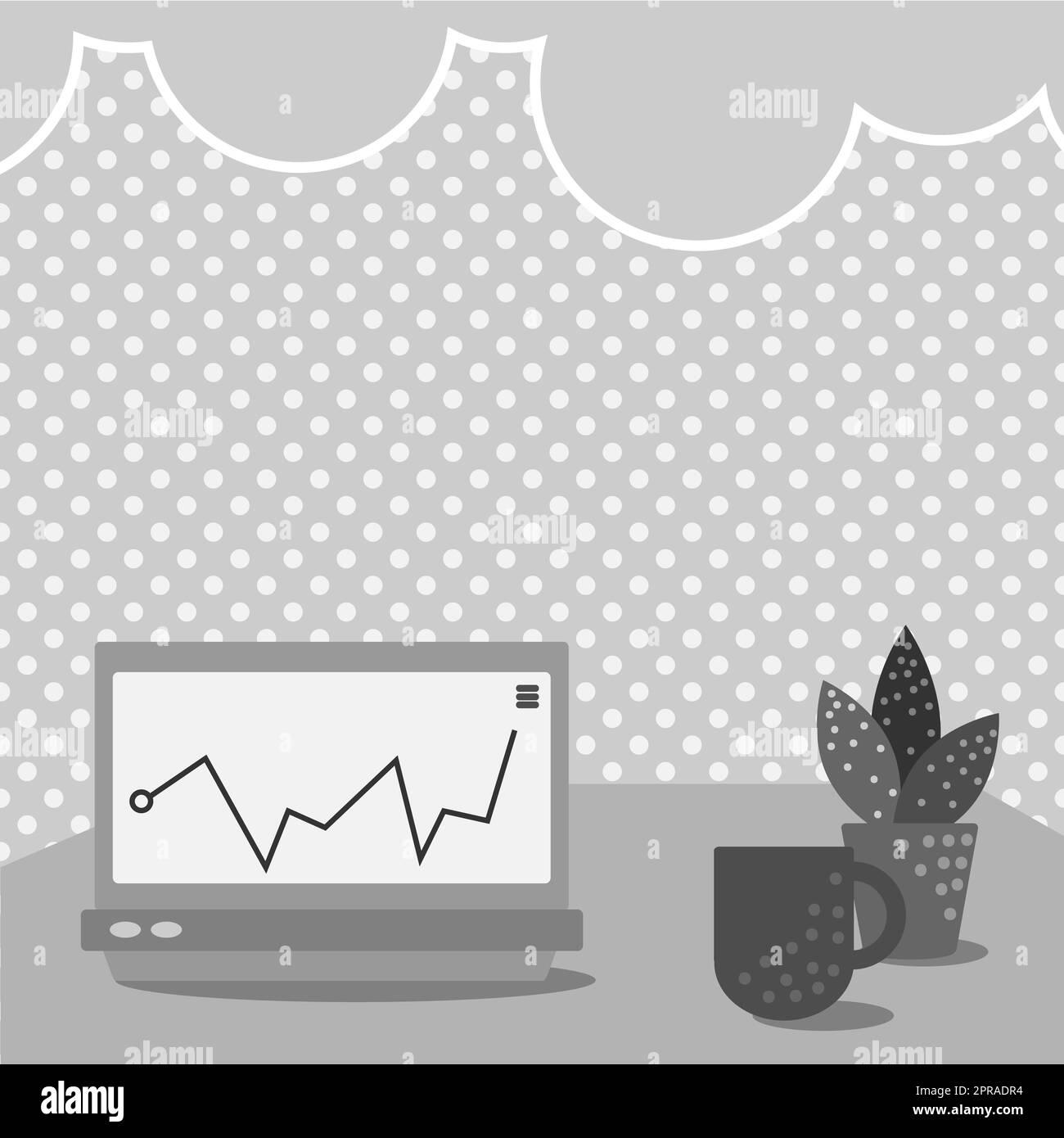 Laptop Resting On A Table Beside Coffee Mug And Plant Showing Work ...