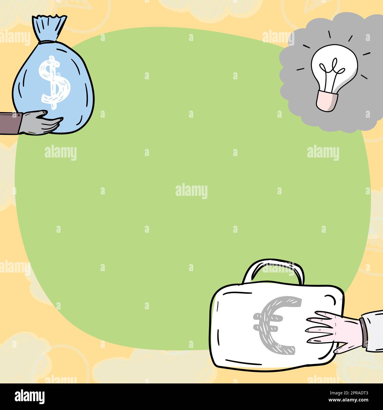 Hand Holding Bag Of Cash With Illuminated Light Bulb Presenting Data By ...