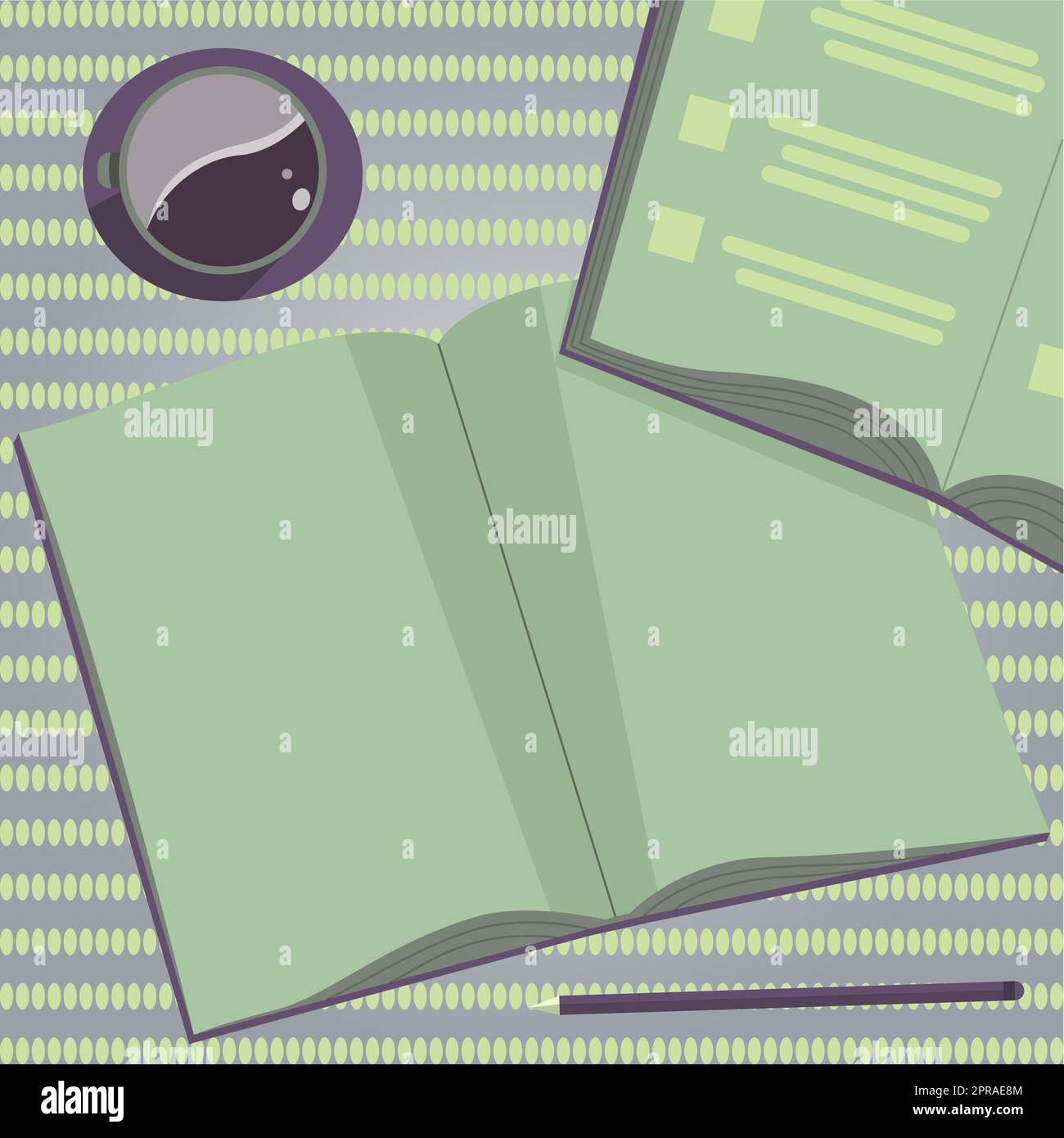 Two Open Work Books On A Table. Flat View Of Table With Notebooks ...