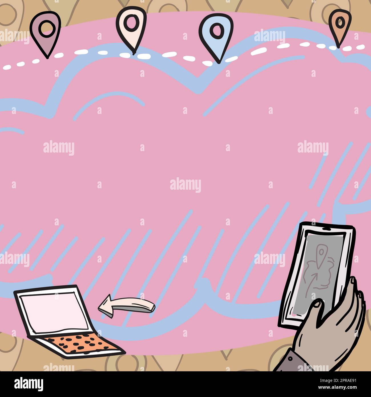 Hand Of Businesswoman Holding Smartphone Displaying Graphical Location ...