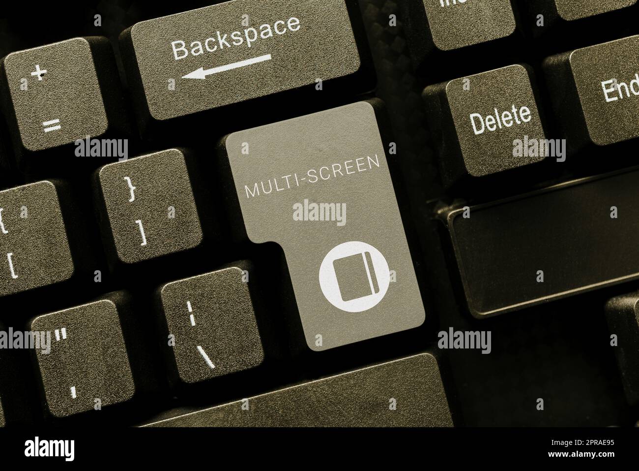 Conceptual caption Multi Screen. Business idea Having or involving ...