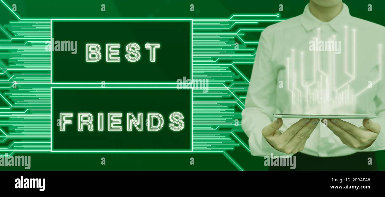 Hand writing sign Best Friends. Conceptual photo A person you value ...