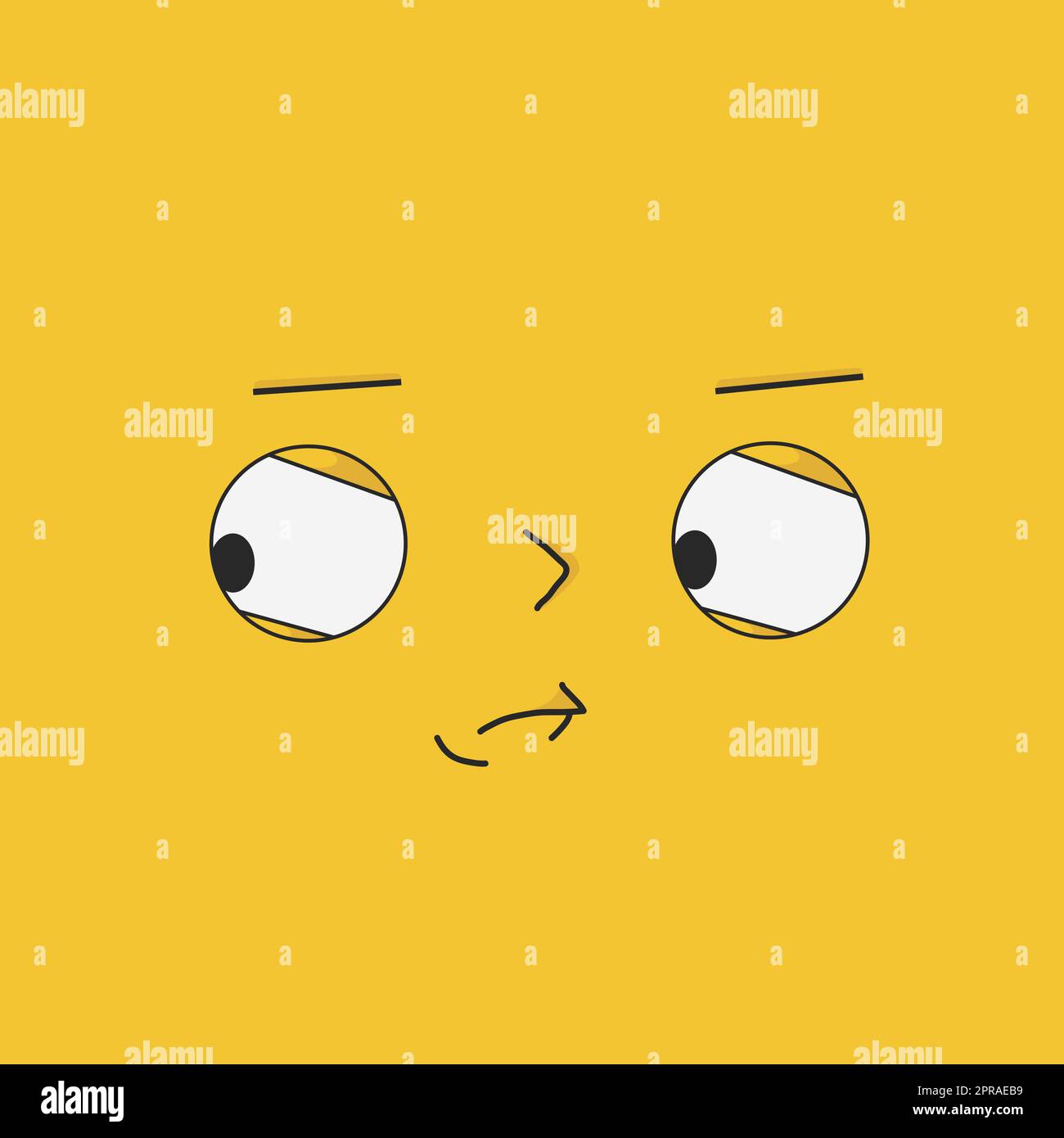 Pensive, sly face with expressive emotions - Vector illustration Stock ...