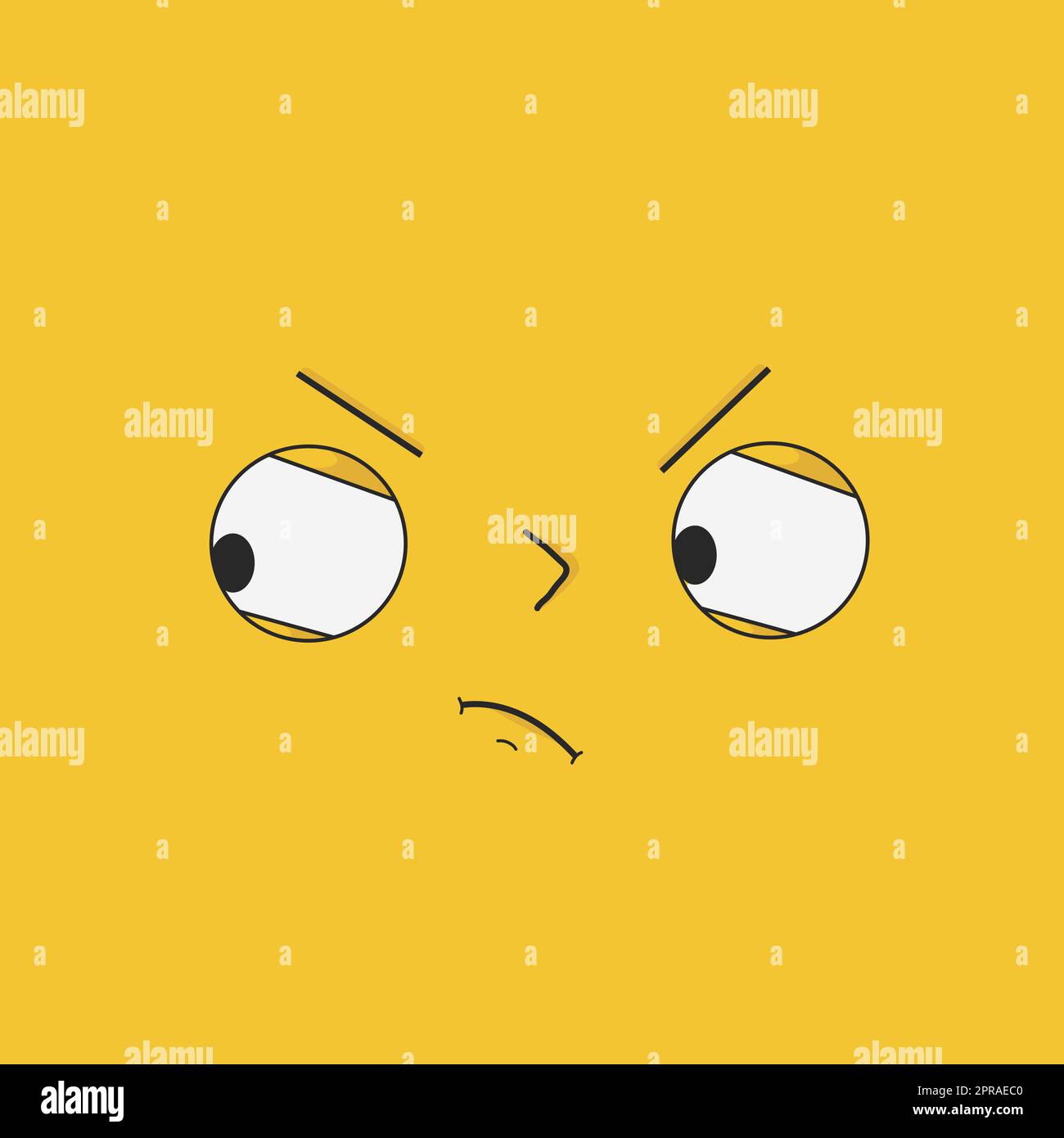 Pensive, sly face with expressive emotions - Vector illustration Stock ...