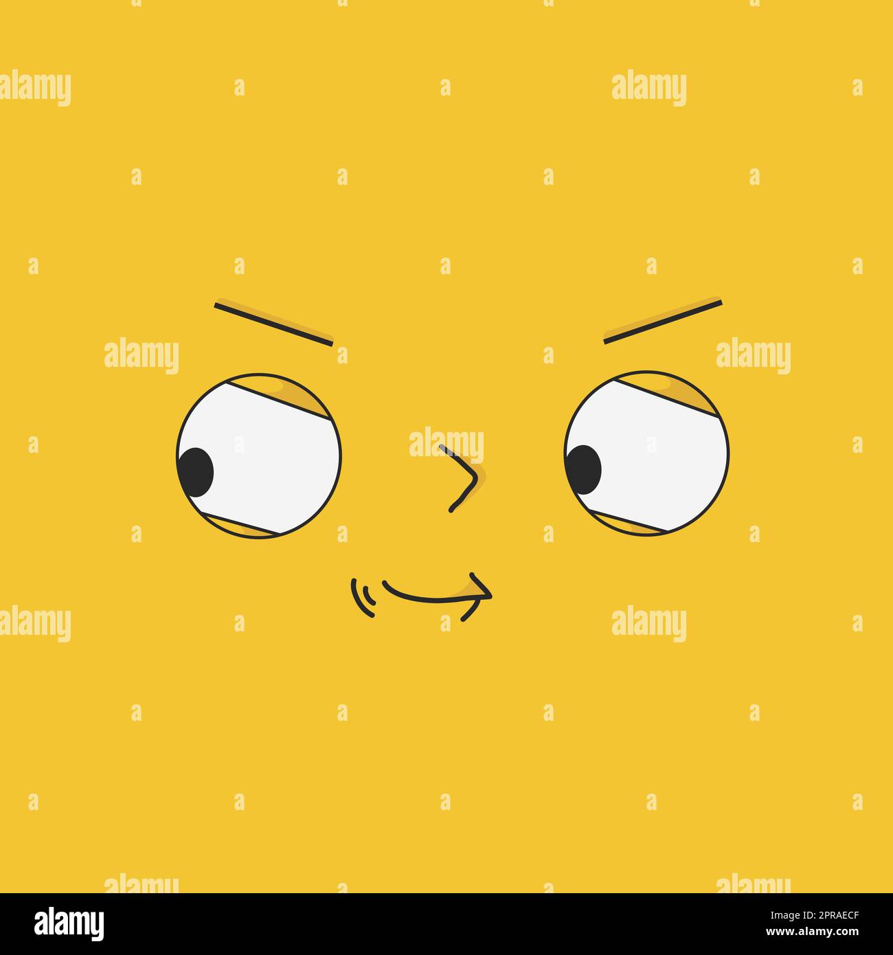 Pensive, sly face with expressive emotions - Vector illustration Stock ...
