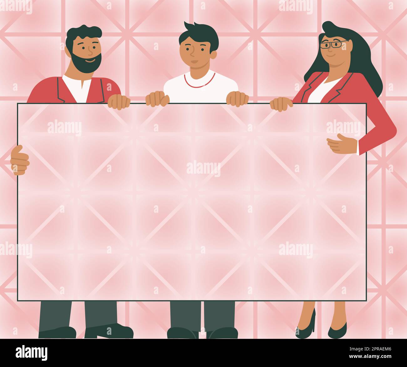 Three Colleagues Holding Presentation Board Showing New Ideas Achieving ...