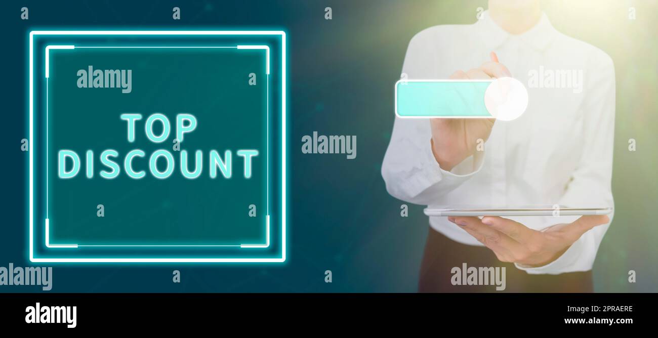 Sign displaying Top Discount. Internet Concept Best Price Guaranteed ...