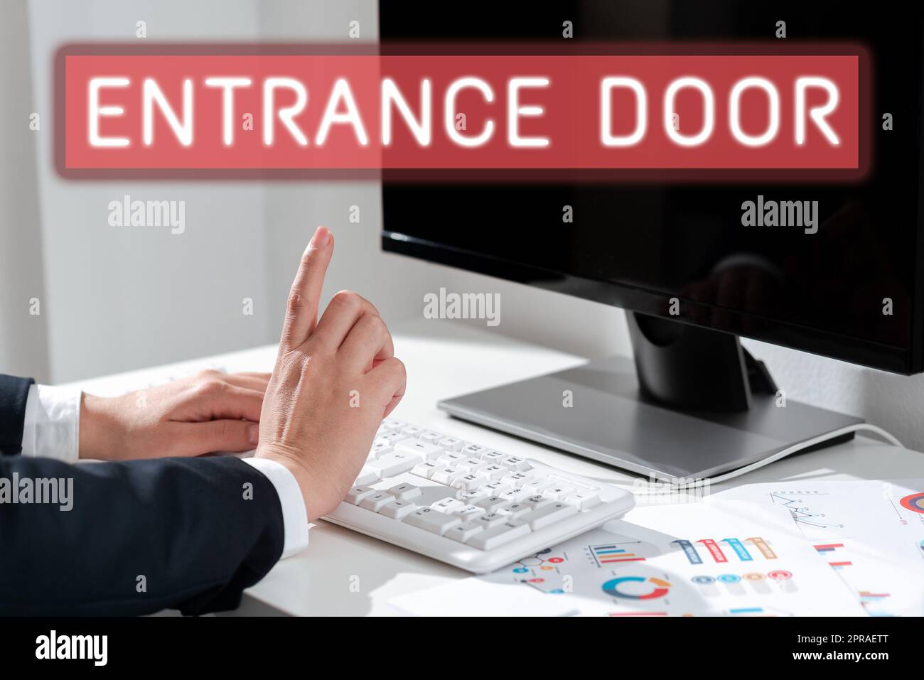 Writing displaying text Entrance Door. Business showcase Way in Doorway ...