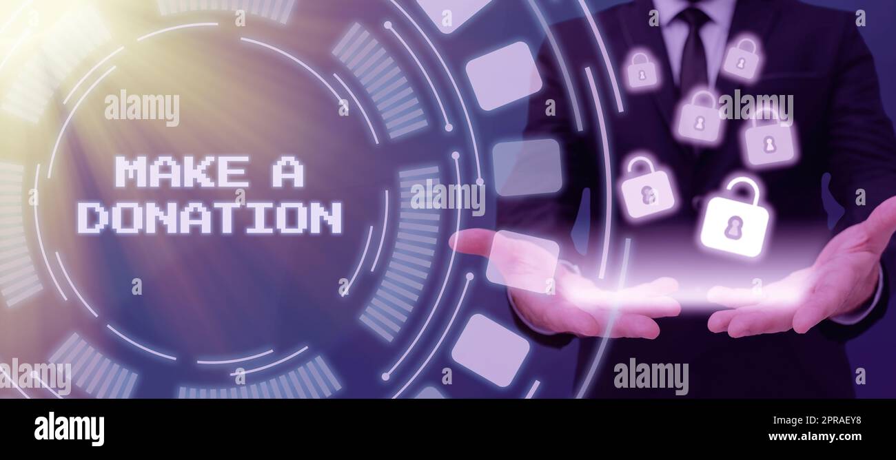 Text showing inspiration Make A Donation. Concept meaning Donate giving ...