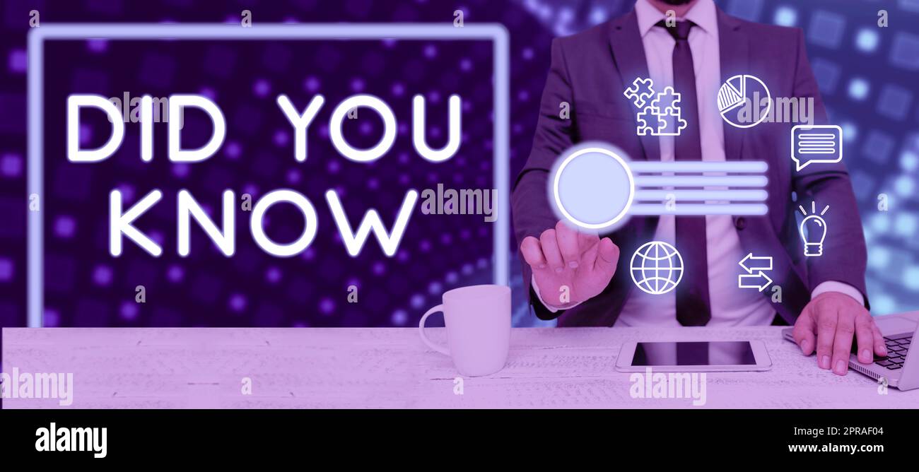 Hand writing sign Did You Know. Word Written on Knowing the next move ...