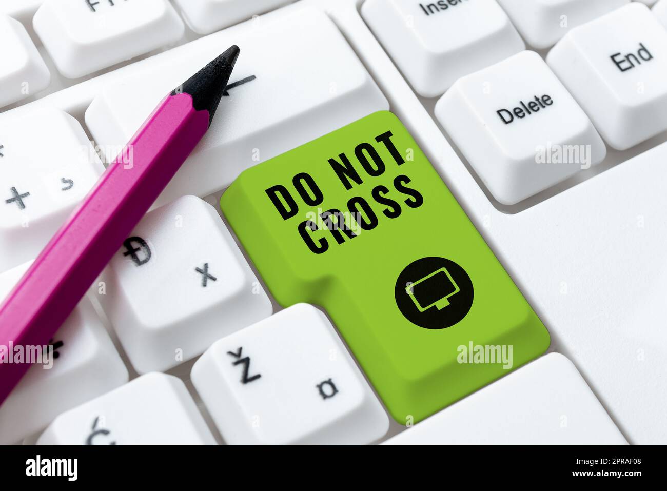 Writing displaying text Do Not Cross. Concept meaning Crossing is ...