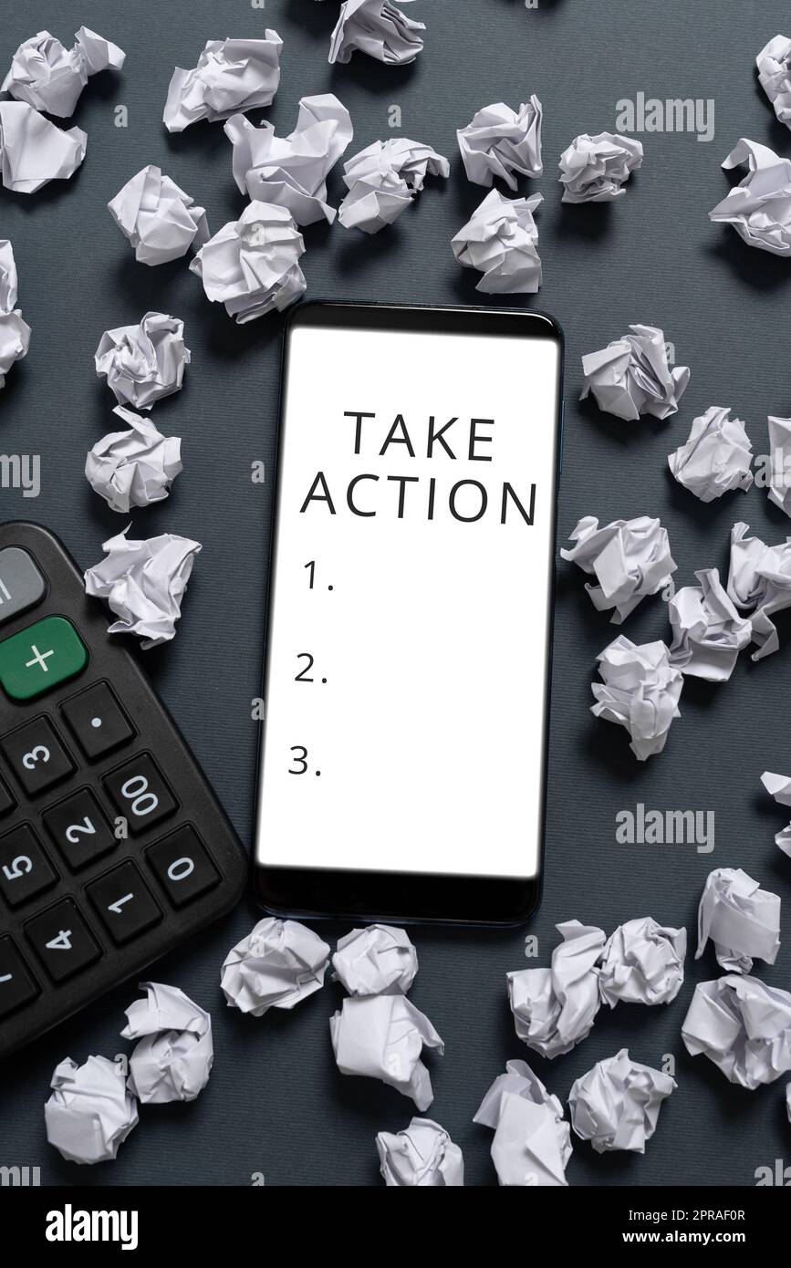 Hand writing sign Take Action. Business idea Supporting what you say ...