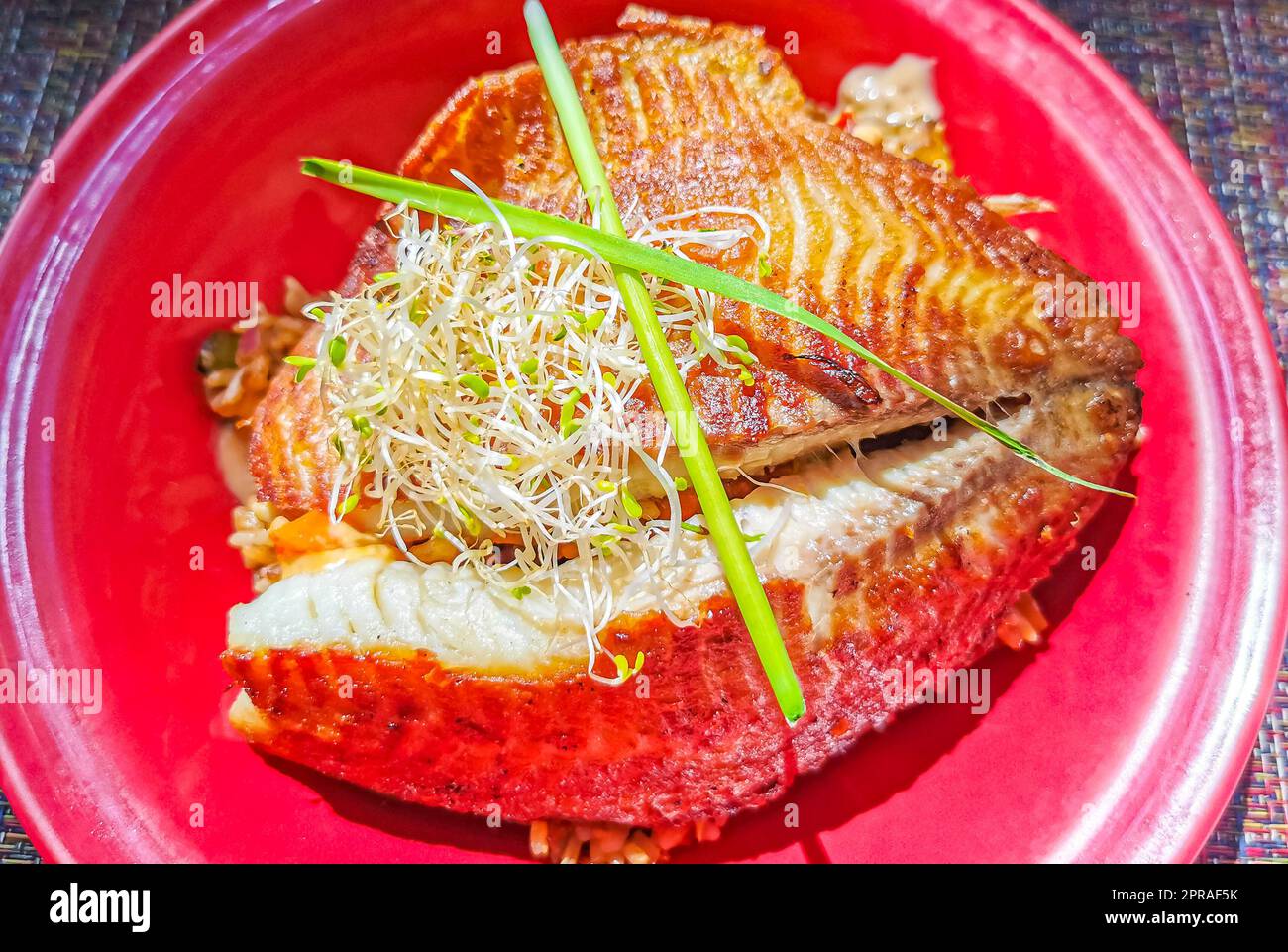 Food and drink in restaurant PapaCharly Playa del Carmen Mexico Stock ...