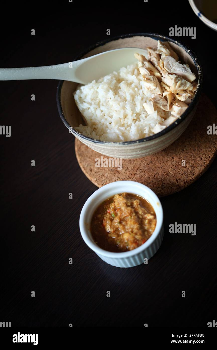 Steam Chicken with Rice . THAI food home made Stock Photo - Alamy