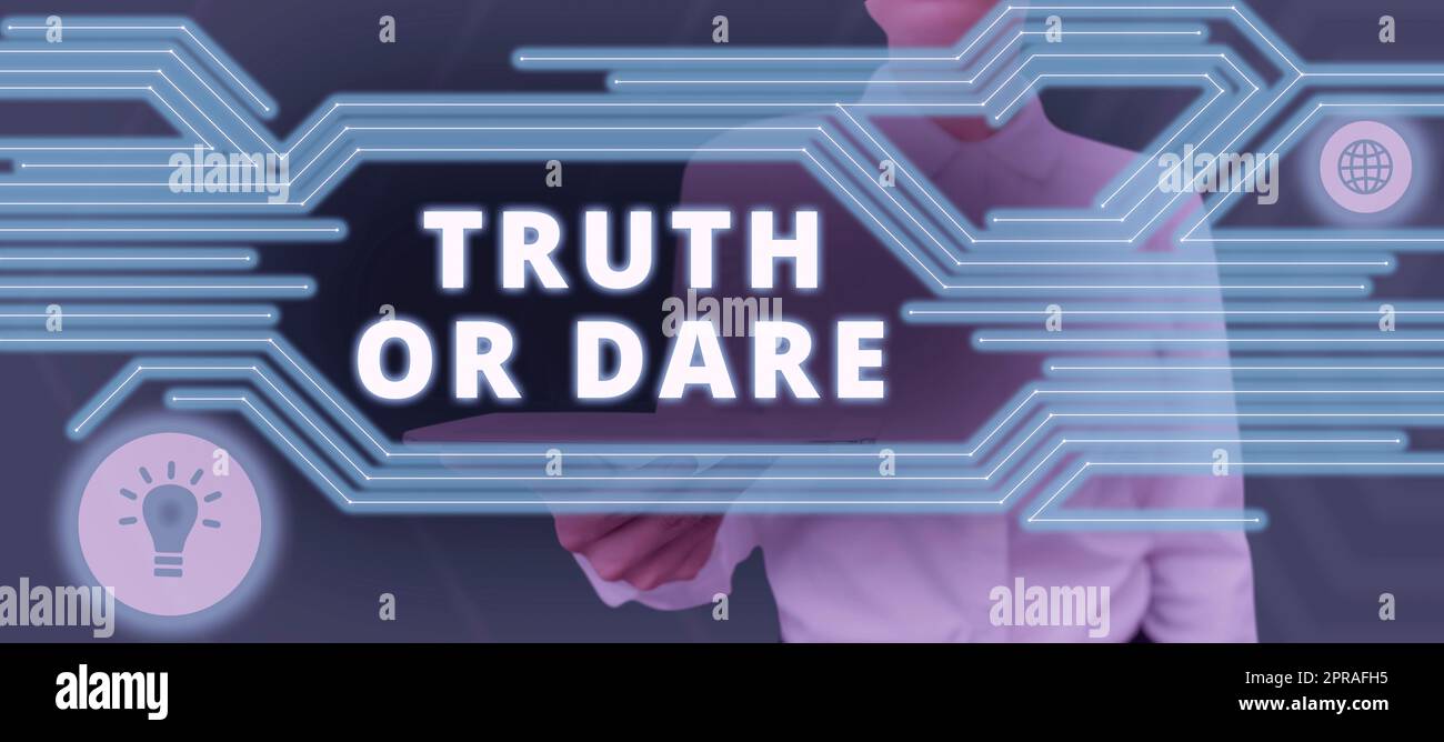 Text showing inspiration Truth Or Dare. Word for Tell the actual facts ...